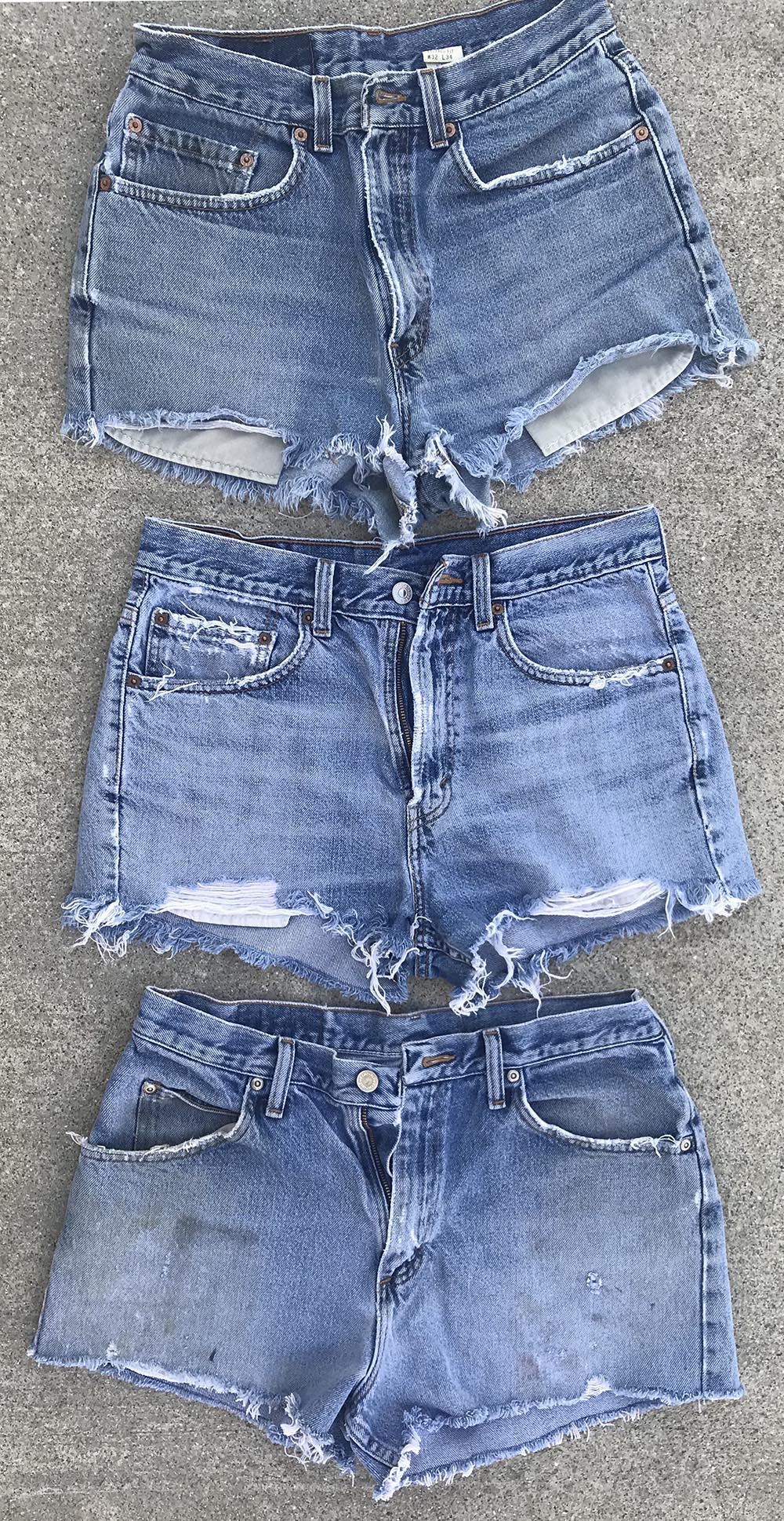 Set Of 3 Vintage Daisy Dukes Cutoff Denim Shorts Only One Set