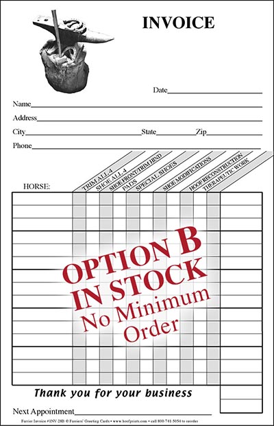 Stock Invoice Pad - Hammer & Anvil design-www.hoofprints.com