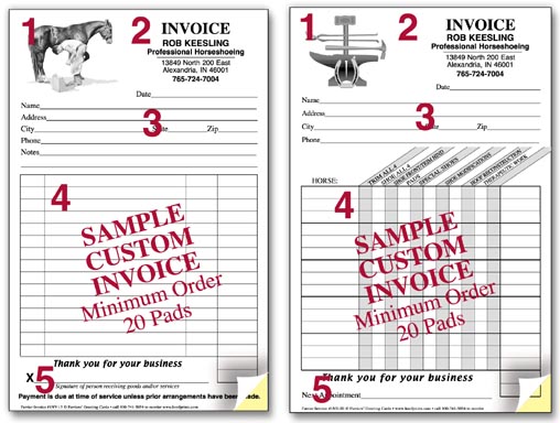 Custom Invoice Pads | Equine Professionals & Farriers | HoofPrints