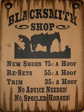 Colonial Blacksmith Shop Signs